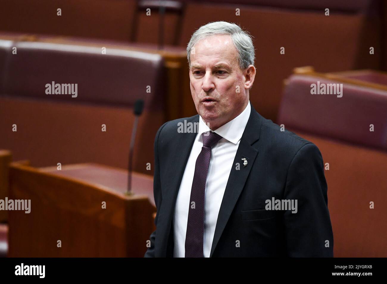 Australian Aged Care Minister Richard Colbeck speaks during Senate ...