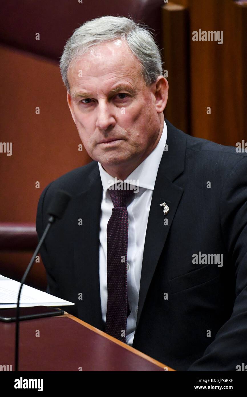 Australian Aged Care Minister Richard Colbeck speaks during Senate ...