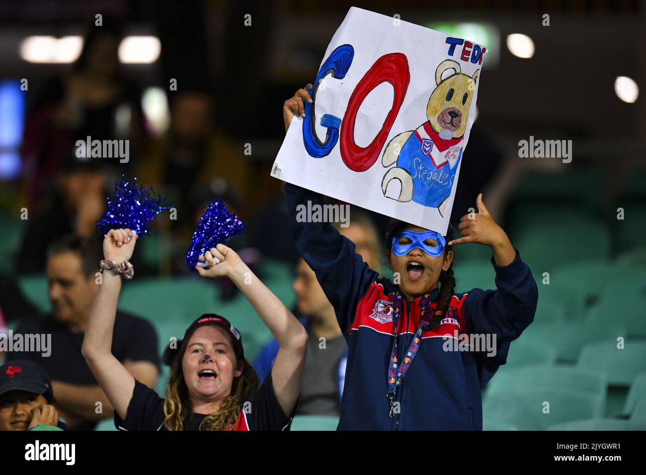 Sydney Roosters fans show support during the first NRL Semi Final match ...