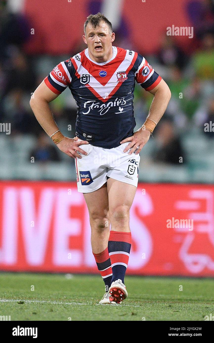 Josh Morris of the Roosters looks on during the first NRL Semi Final ...