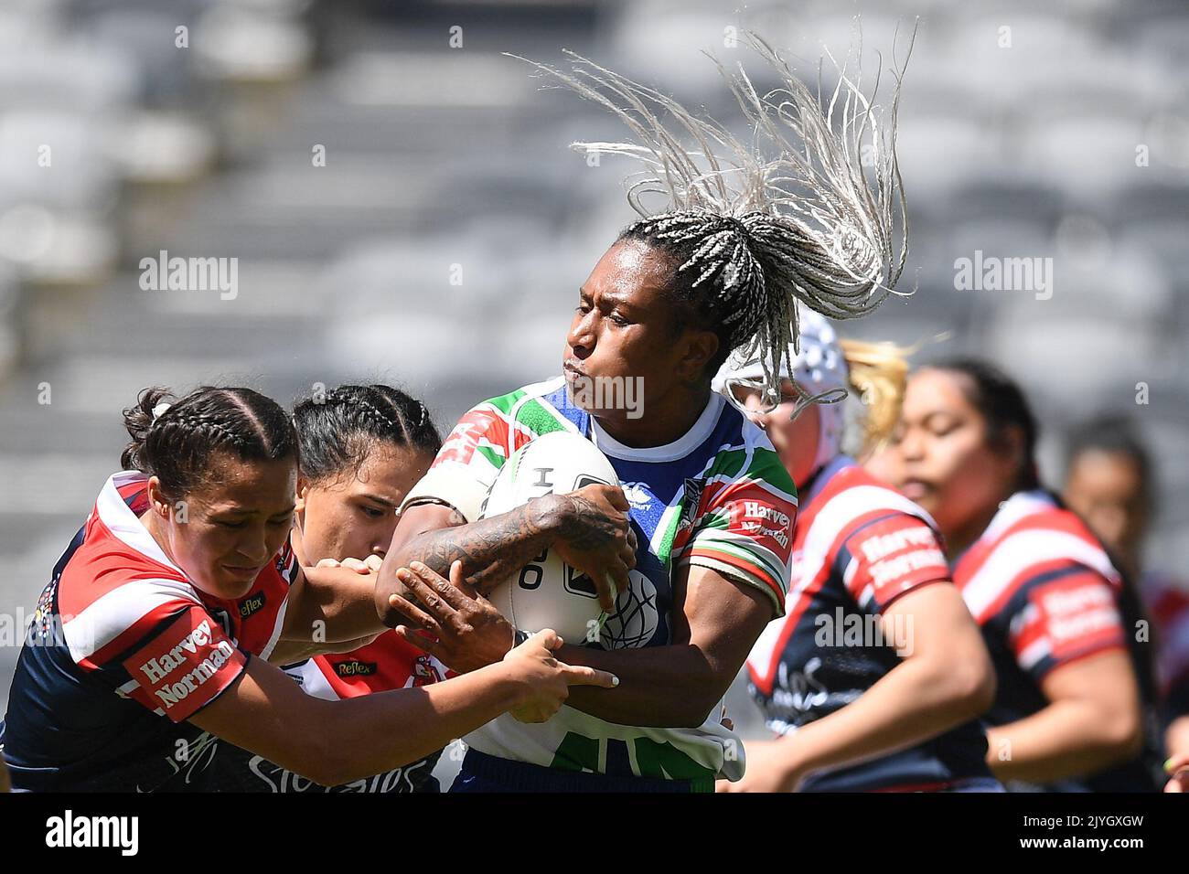 Ellia Green of the Warriors collides with Corban McGregor of the ...