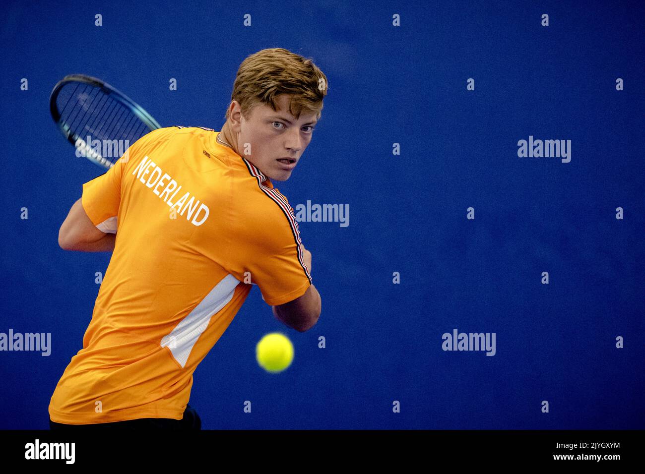 AMSTELVEEN - Tennis player Tim van Rijthoven during training for the ...
