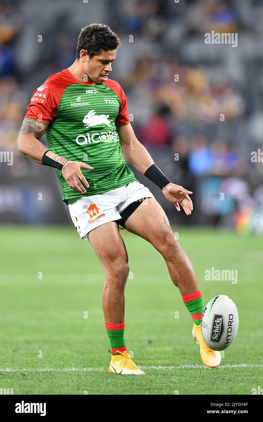 Dane Gagai of the Rabbitohs warms up ahead of the NRL second Semi Final ...