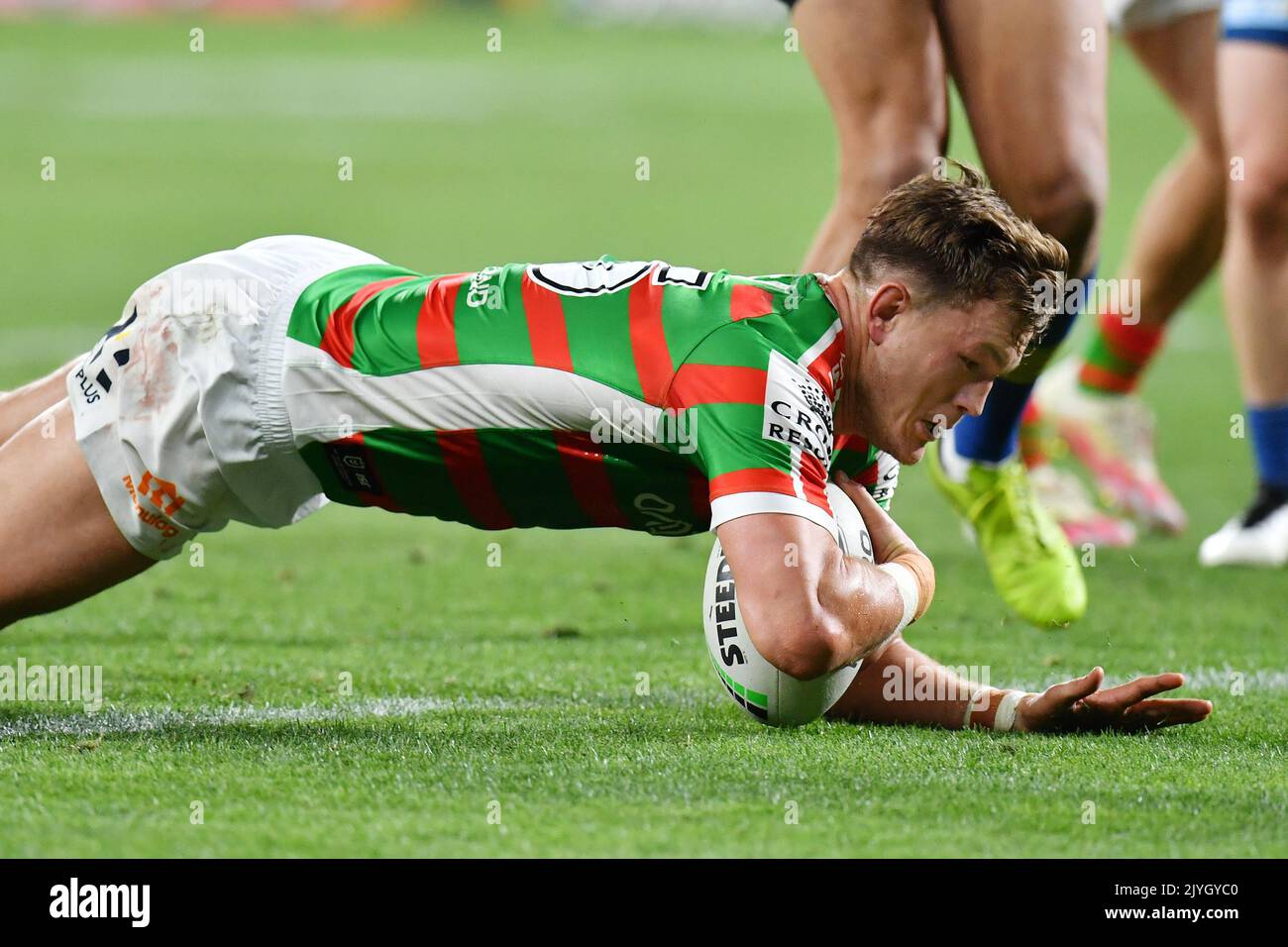 Liam Knight of the Rabbitohs scores a try during the NRL second Semi ...