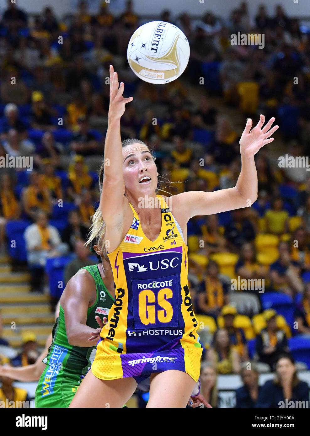 Cara Koenen of the Lightning in action during the Super Netball ...