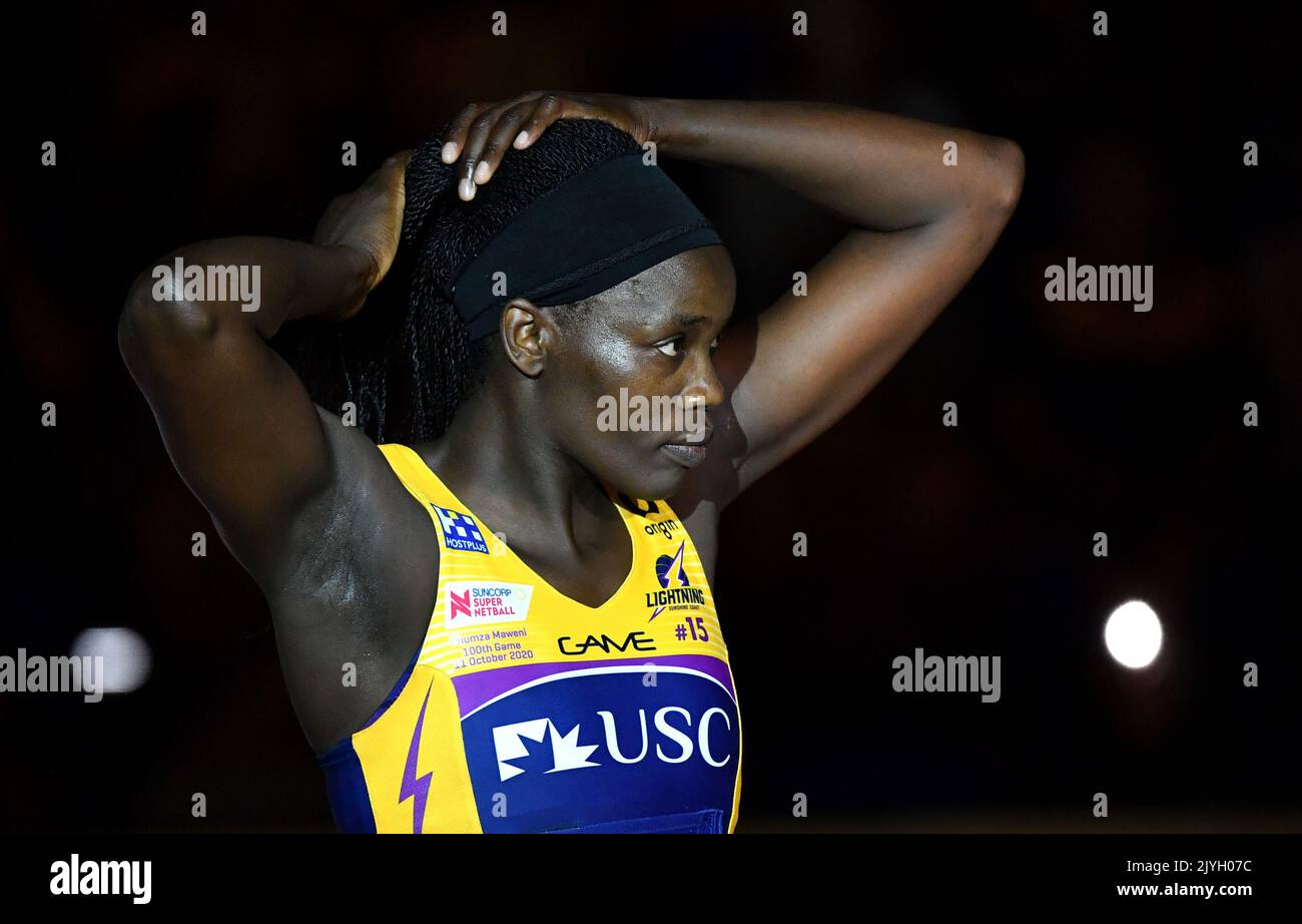 Phumza Maweni of the Lightning is seen during the Super Netball ...