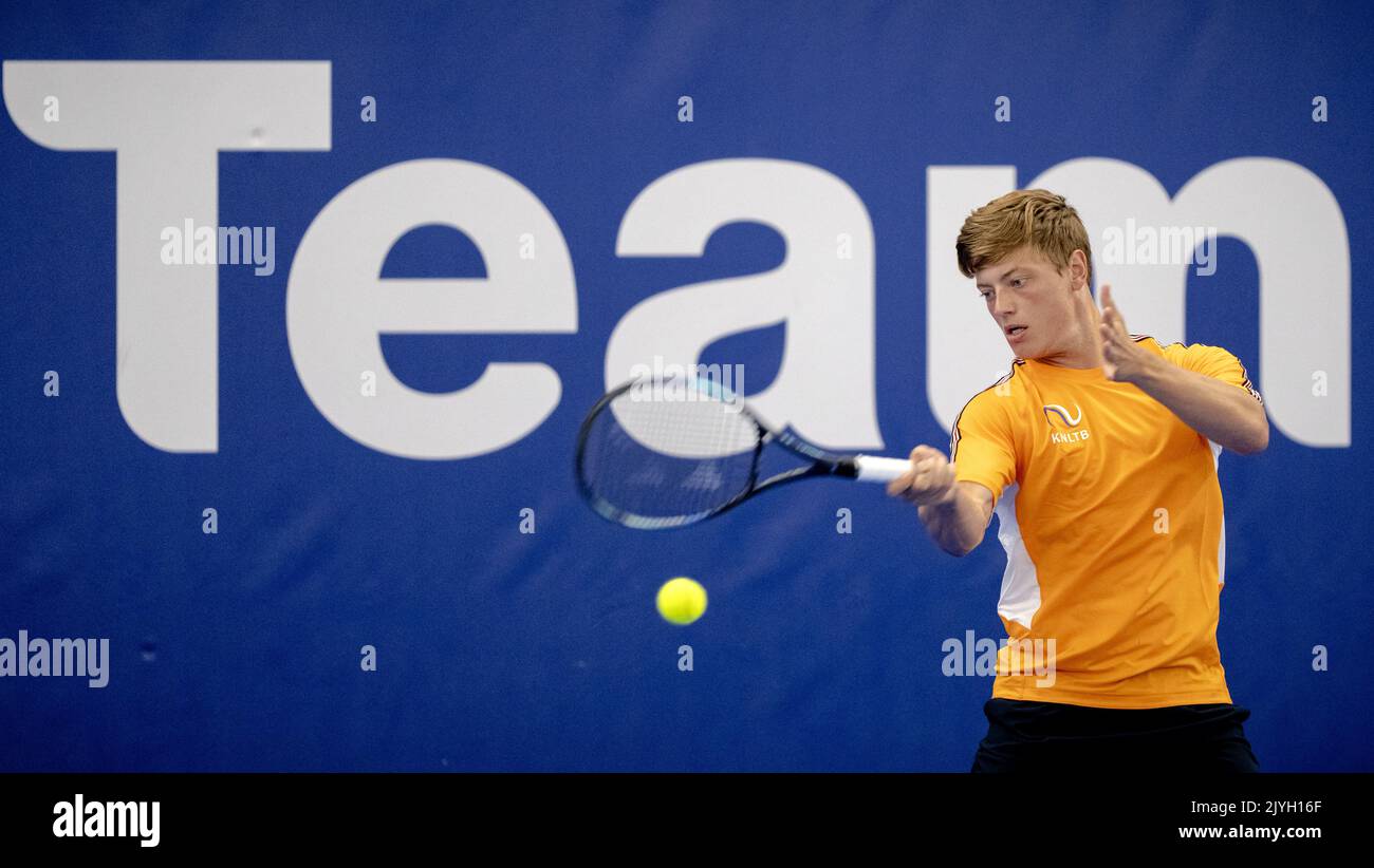 AMSTELVEEN - Tennis player Tim van Rijthoven during training for the ...