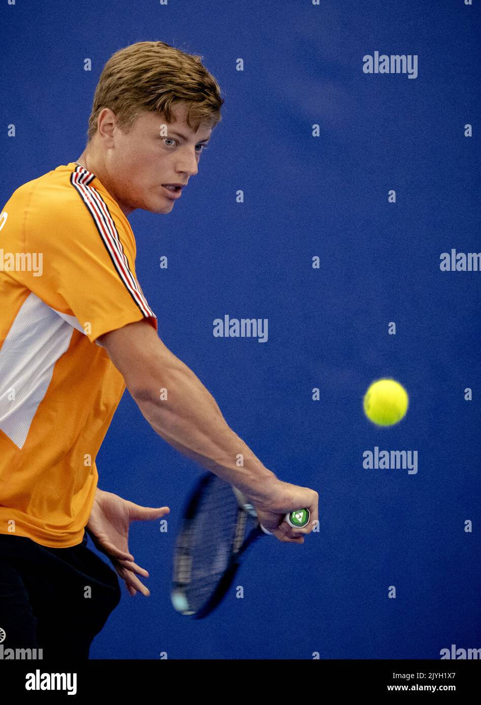 AMSTELVEEN - Tennis player Tim van Rijthoven during training for the ...