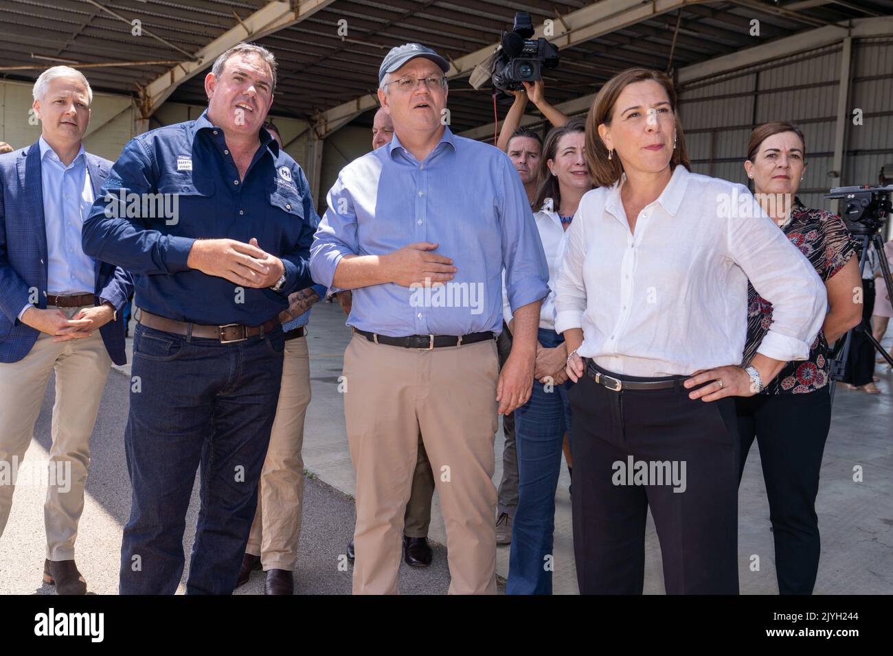 Meridian Helicopters owner Geoff Keir, Prime Minister Scott Morrison ...