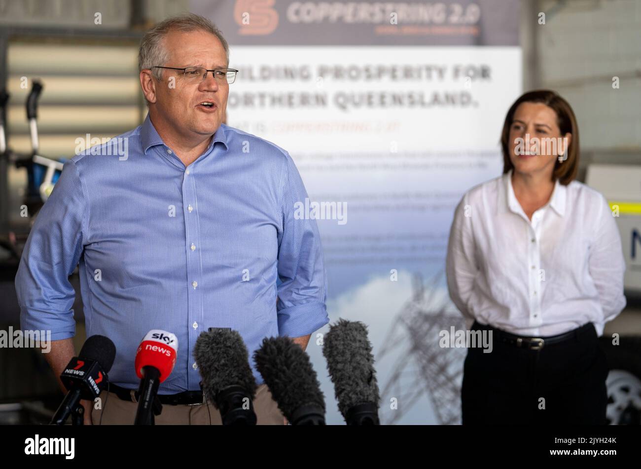 Prime Minister Scott Morrison and QLD LNP leader Deb Frecklington ...