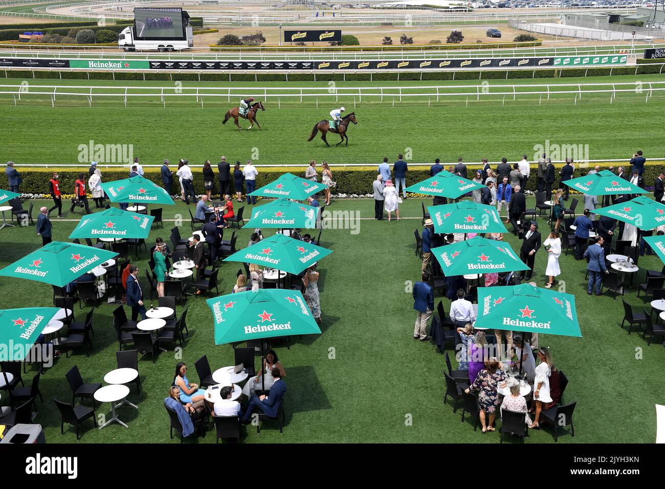 Spectators are seen during the TAB Everest Race Day at Royal Randwick ...