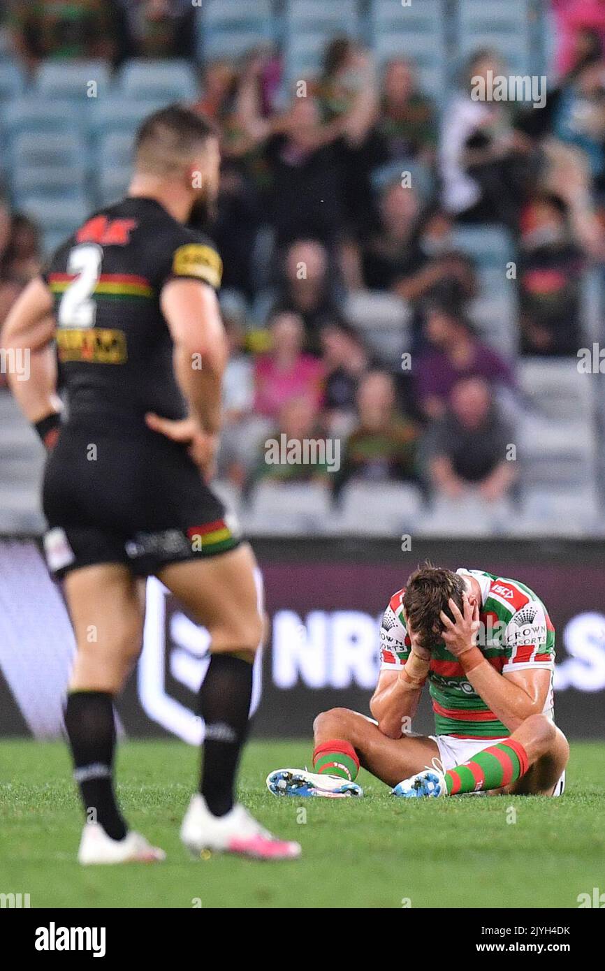 A dejected Liam Knight of the Rabbitohs during the NRL Second ...