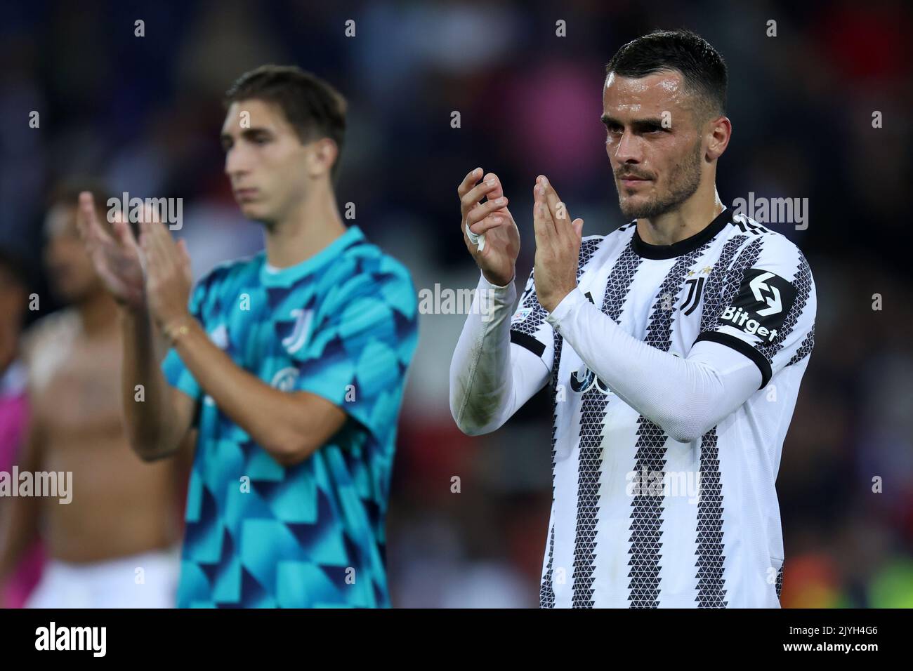 Filip Kostic of Juventus Fc gestures during the Uefa Champions League ...