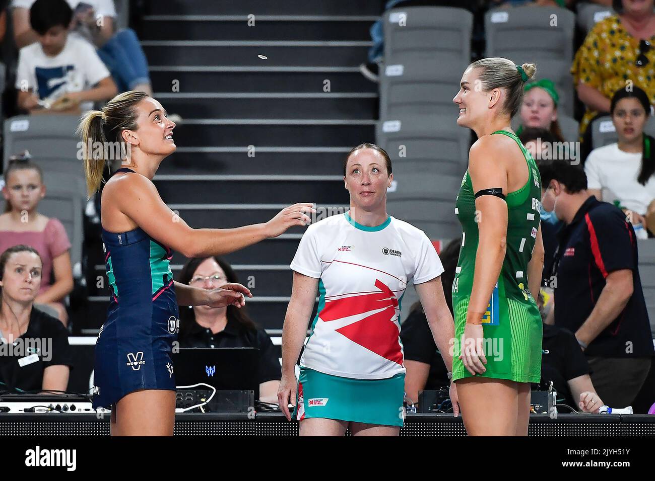 Team captains (L-R) Liz Watson of the Vixens and Courtney Bruce of the ...