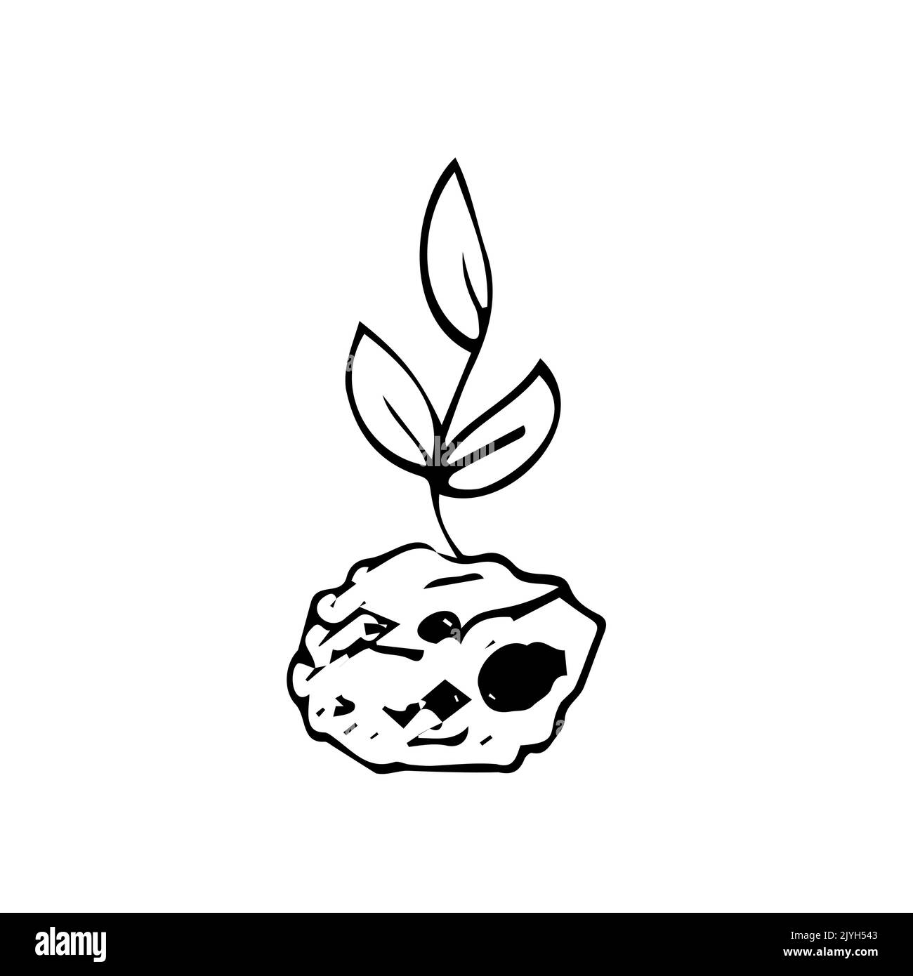 Soil with young sprout sketch icon for web, mobile and infographics ...