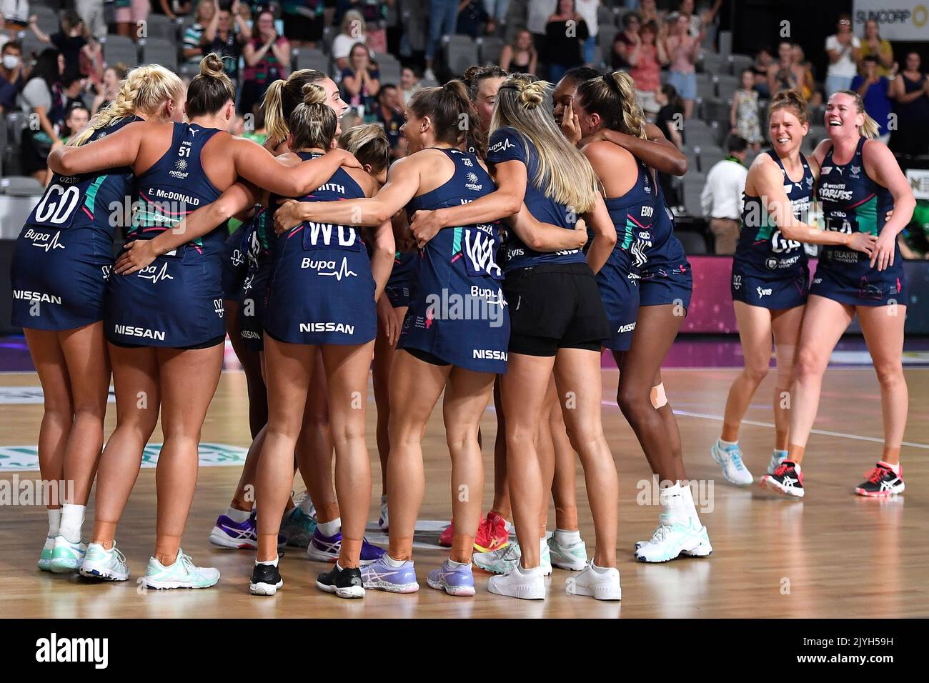 Melbourne Vixens celebrate their victory during the Super Netball Grand ...
