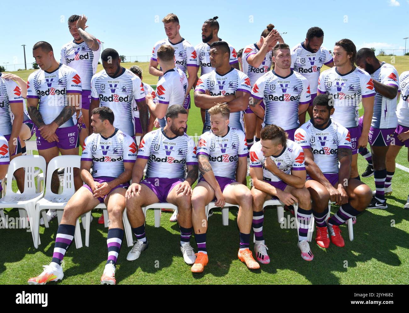 Storm players are seen during the Melbourne Storm media day on the ...