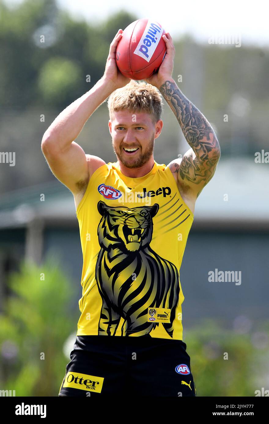 Nathan Broad of the Tigers is seen during Richmond Tigers AFL training ...