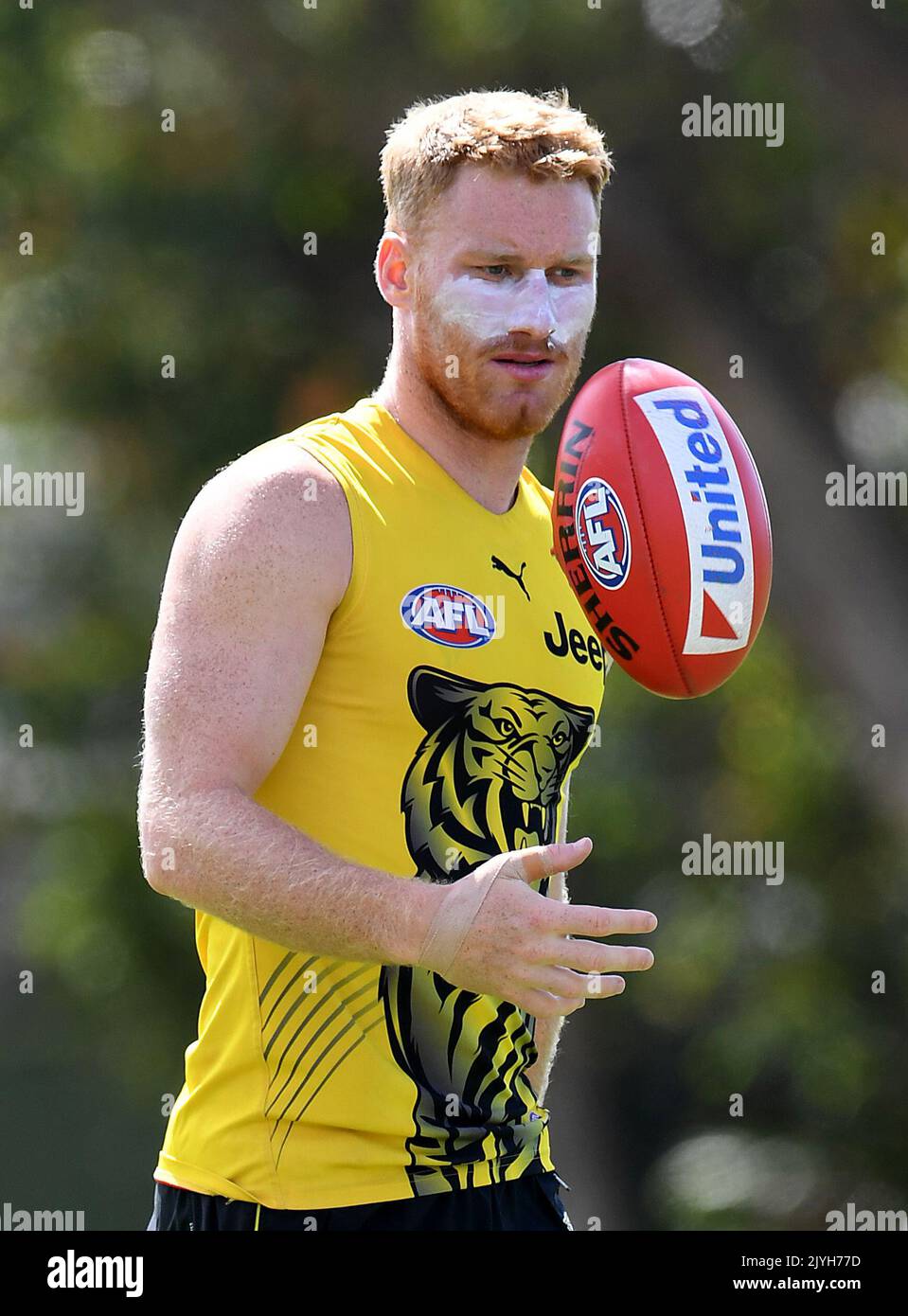 Nick Vlastuin is seen during Richmond Tigers AFL training at Metricon ...