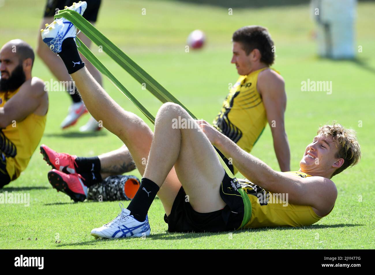 Tom Lynch is seen during Richmond Tigers AFL training at Metricon ...