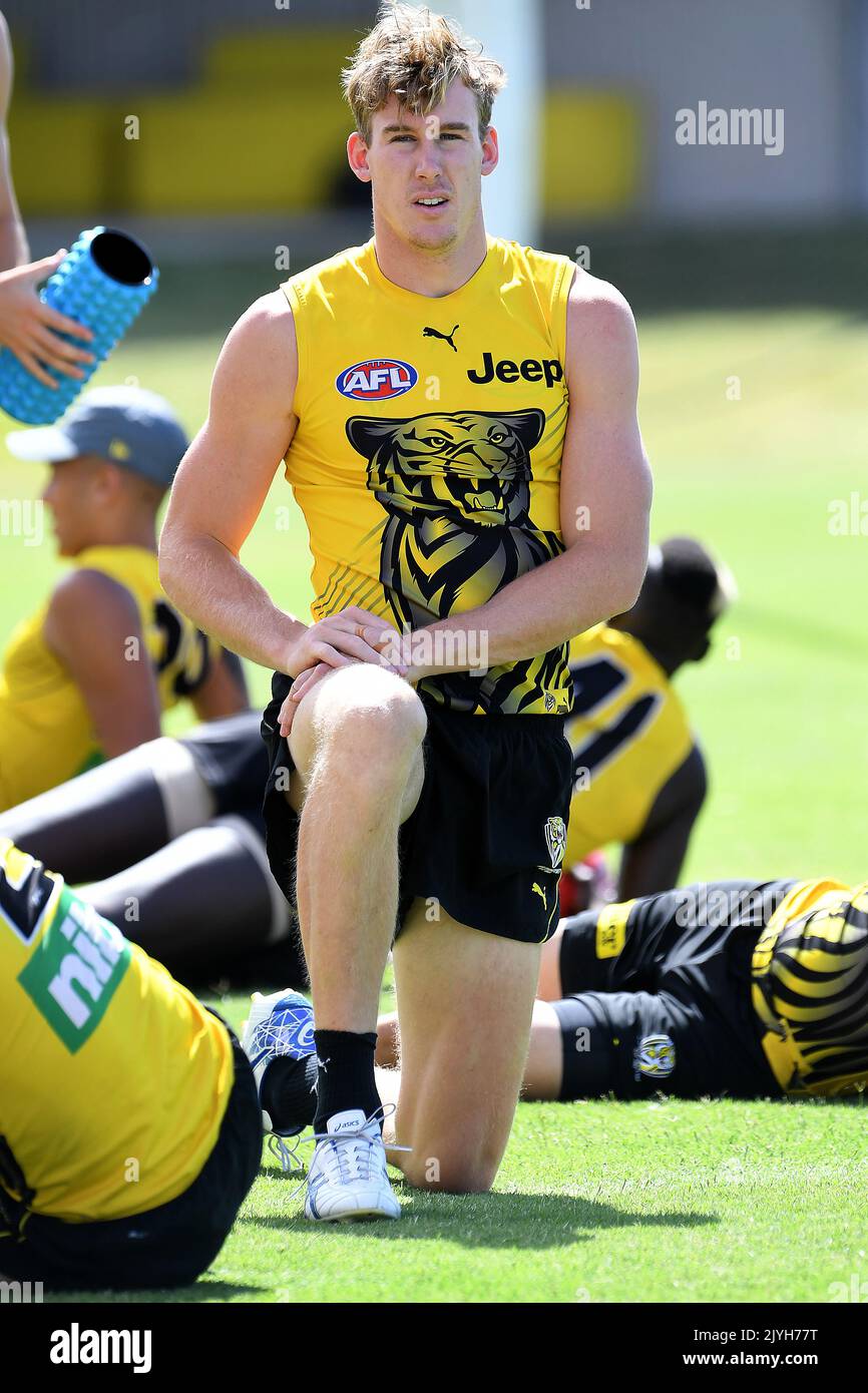Tom Lynch is seen during Richmond Tigers AFL training at Metricon ...