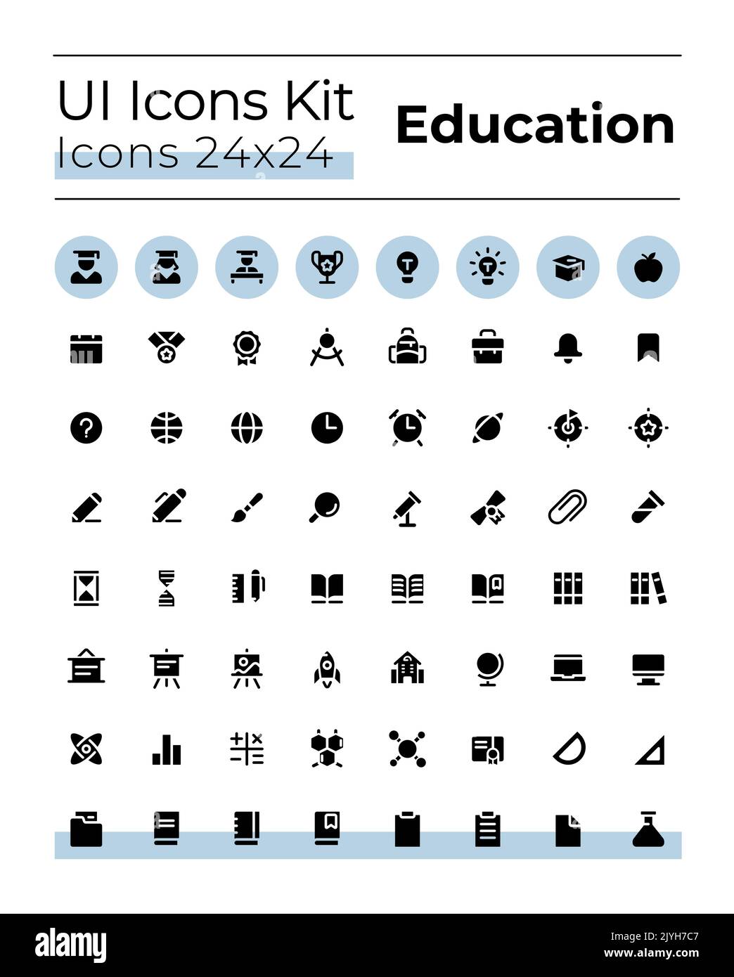 Distance learning platform black glyph ui icons set Stock Vector Image ...