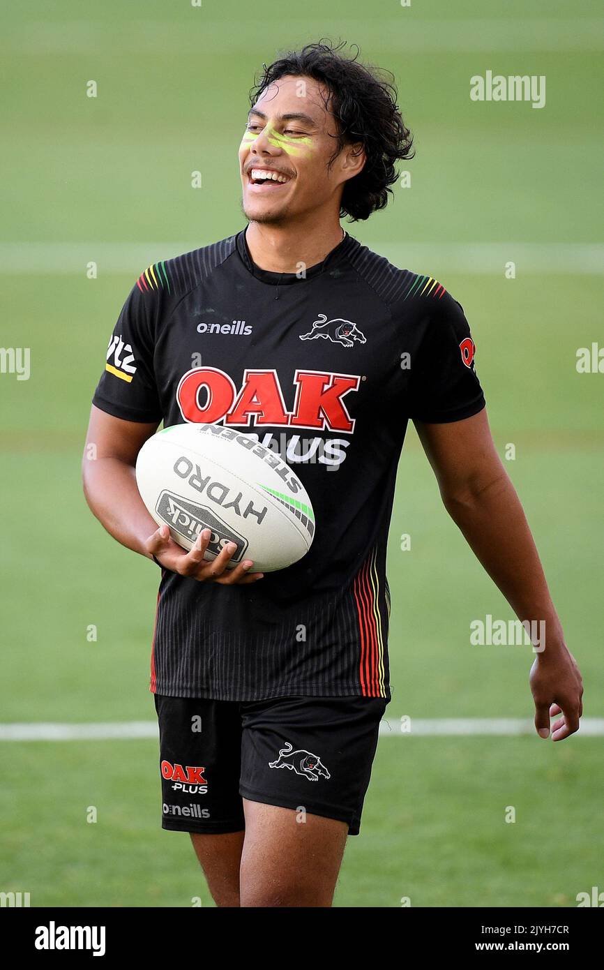 Jarome Luai of the Panthers during an open training session and fan day at Panthers Stadium ...