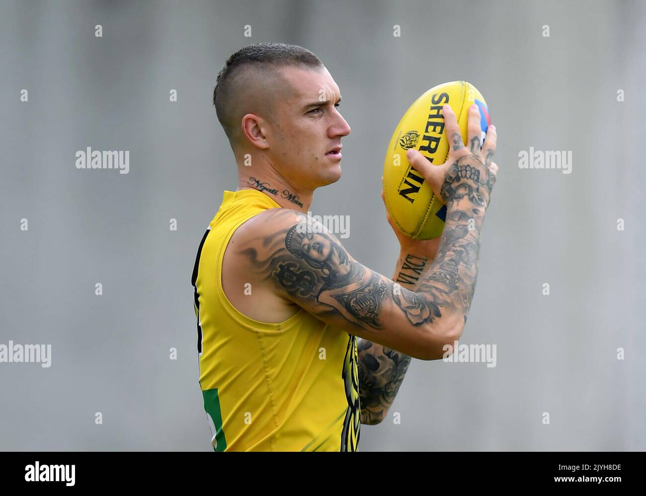 Dustin Martin looks on during the Richmond Tigers AFL training at ...