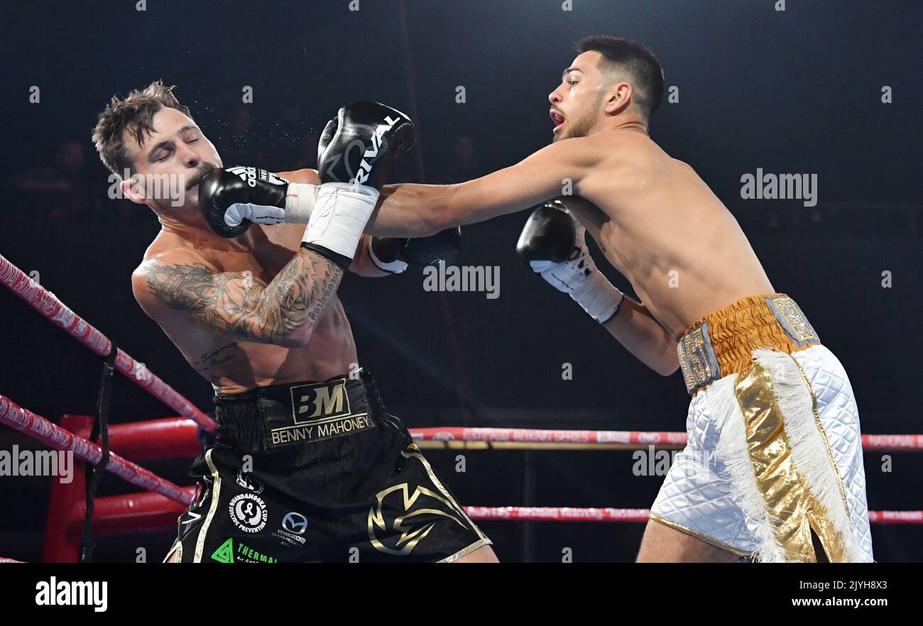 Ben Mahoney (left) is seen being punched by Benjamin Hussain (right ...