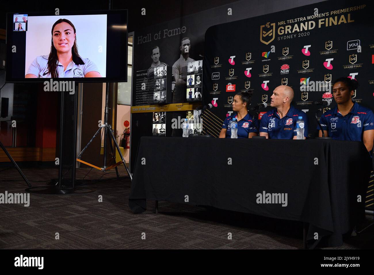 Sydney Roosters Coach Jamie Feeney, captain Corban McGregor (left) and ...
