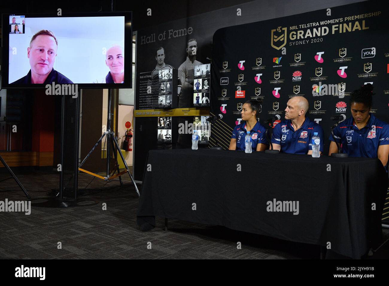 Sydney Roosters Coach Jamie Feeney, captain Corban McGregor (left) and ...