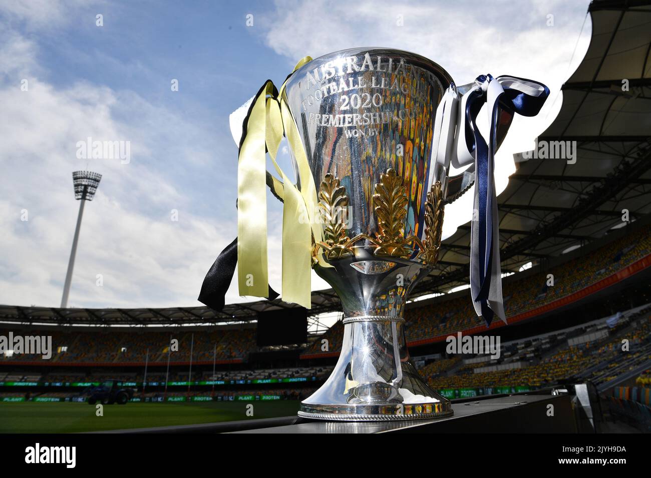 The 2020 AFL Premiership Cup is seen at The Gabba, Brisbane, Friday ...