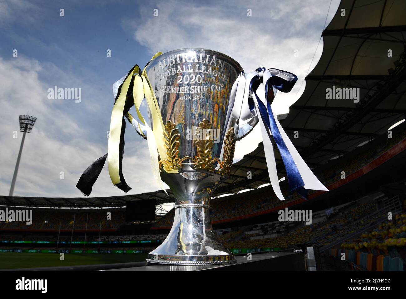 The 2020 AFL Premiership Cup is seen at The Gabba, Brisbane, Friday ...