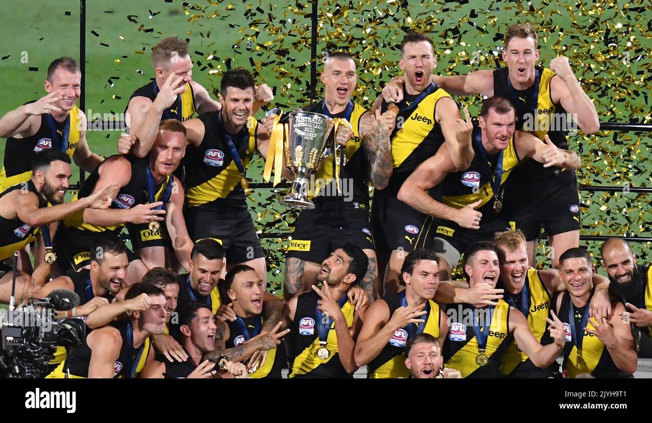 Tigers celebrate winning the AFL Grand Final between the Richmond ...