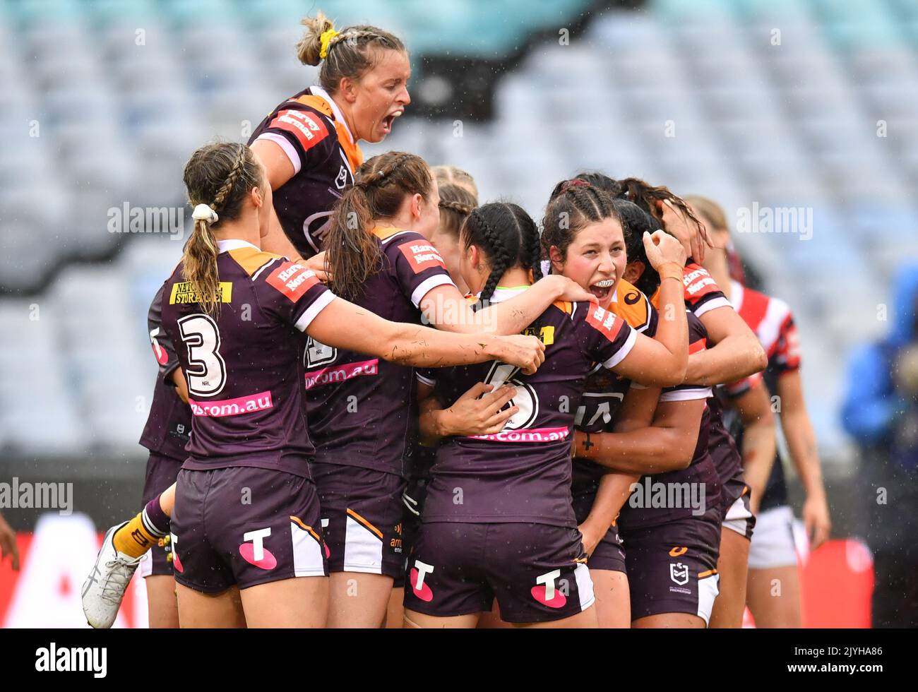 Chelsea Lenarduzzi of the Broncos (right) celebrates with players after ...