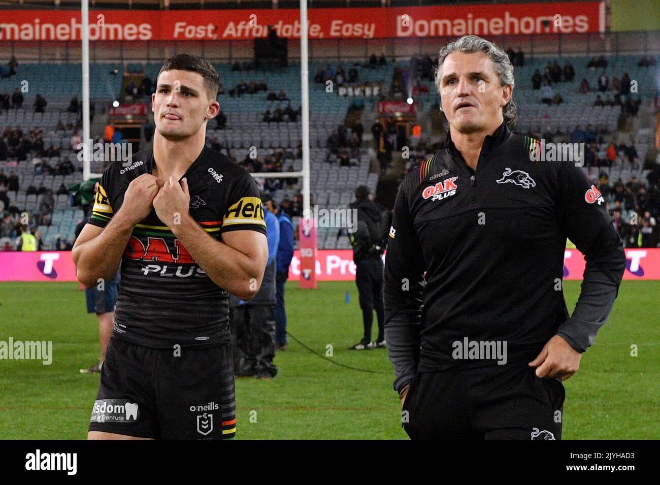 Panthers captain Nathan Cleary is seen with father and coach Ivan ...