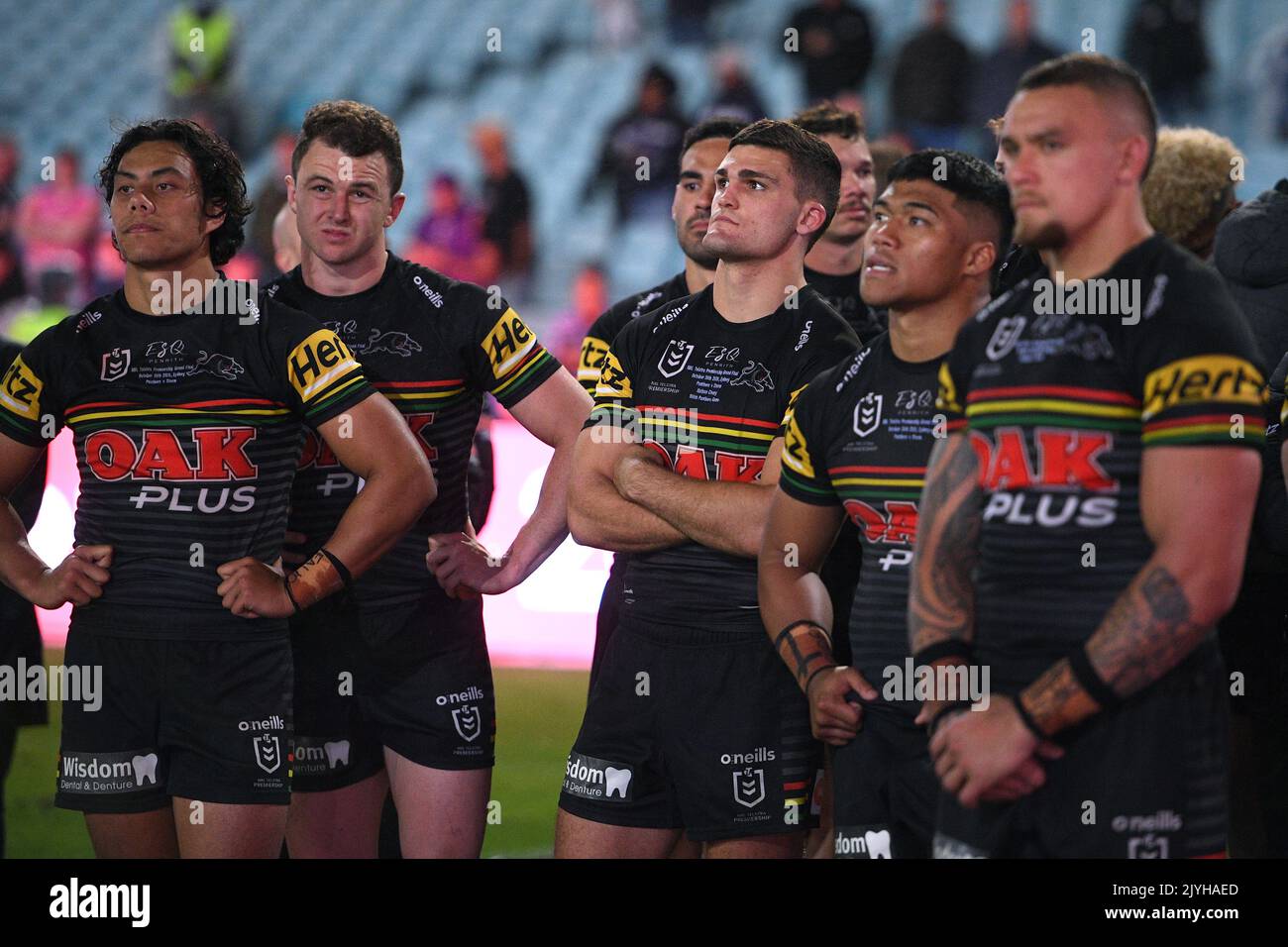 Panthers players look on following the NRL Grand Final between the ...