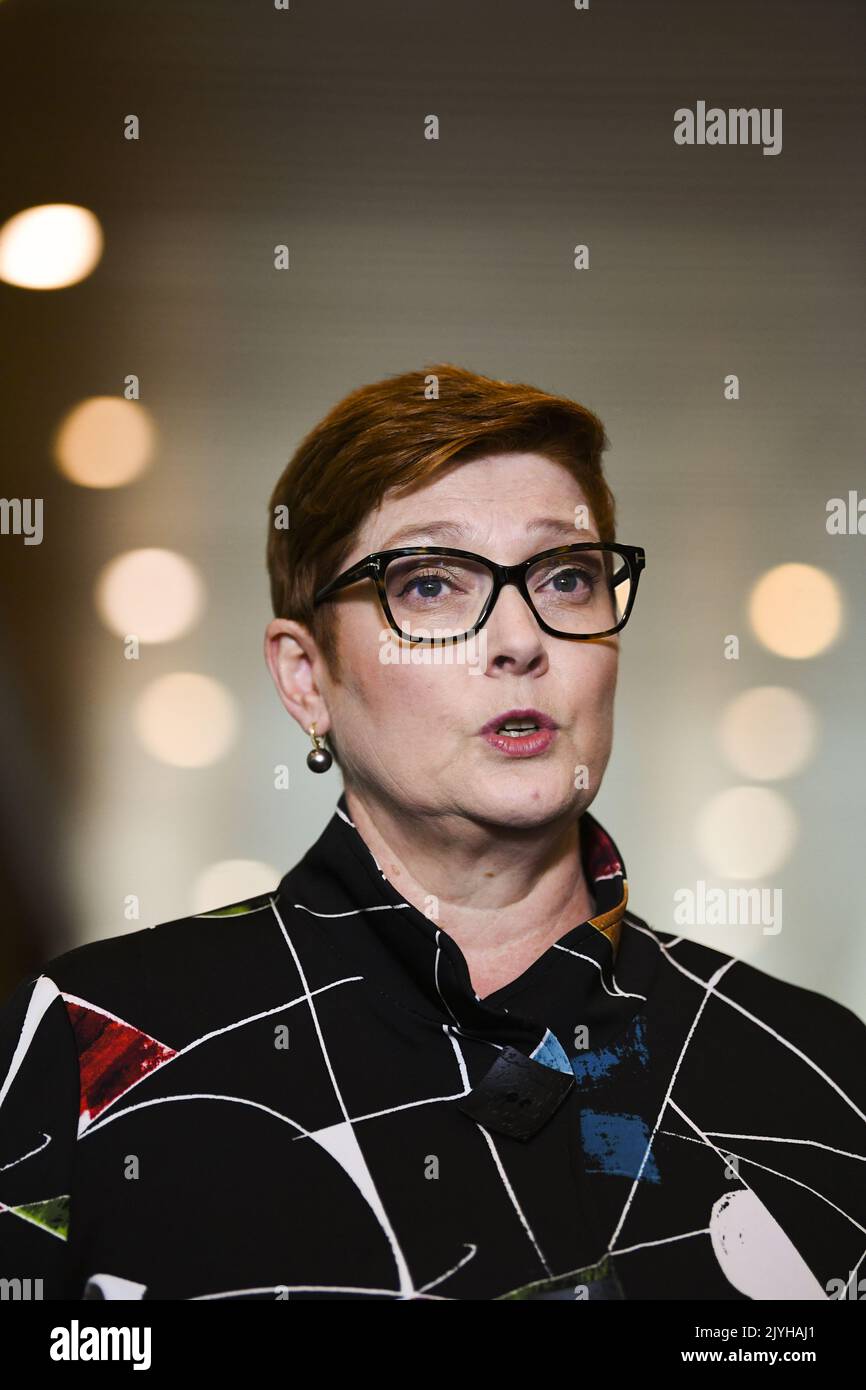 Australian Foreign Minister Marine Payne speaks during a press ...