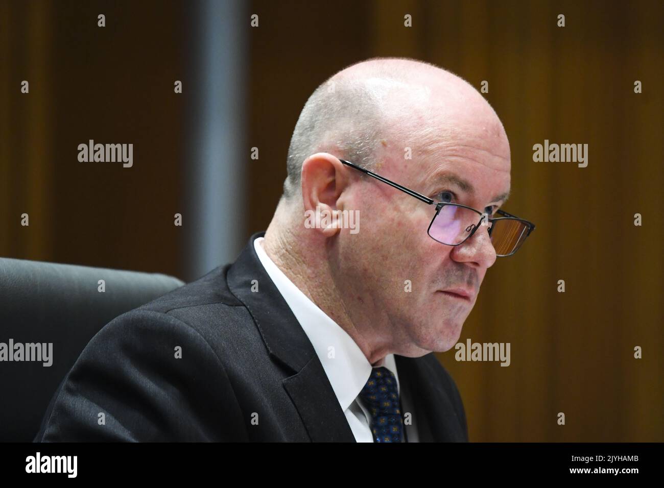 Defence Secretary Greg Moriarty speaks during a Senate inquiry at ...