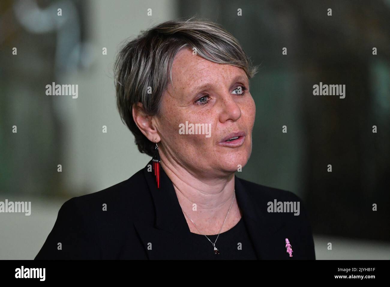 Labor Member for Dunkley Peta Murphy at a press conference at ...