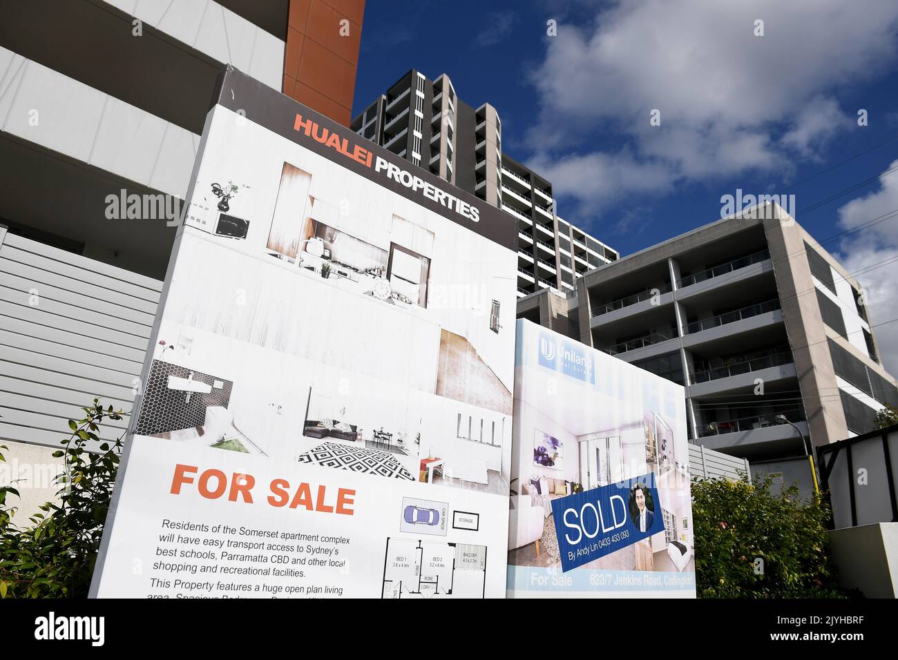 For Sale signs are seen outside a unit block in Sydney, Wednesday ...
