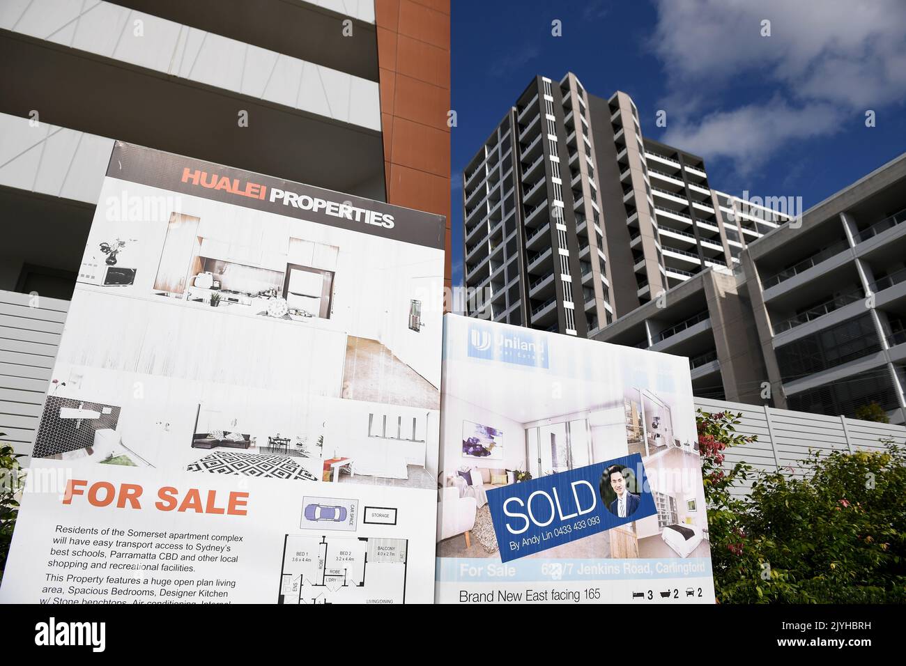 For Sale signs are seen outside a unit block in Sydney, Wednesday ...