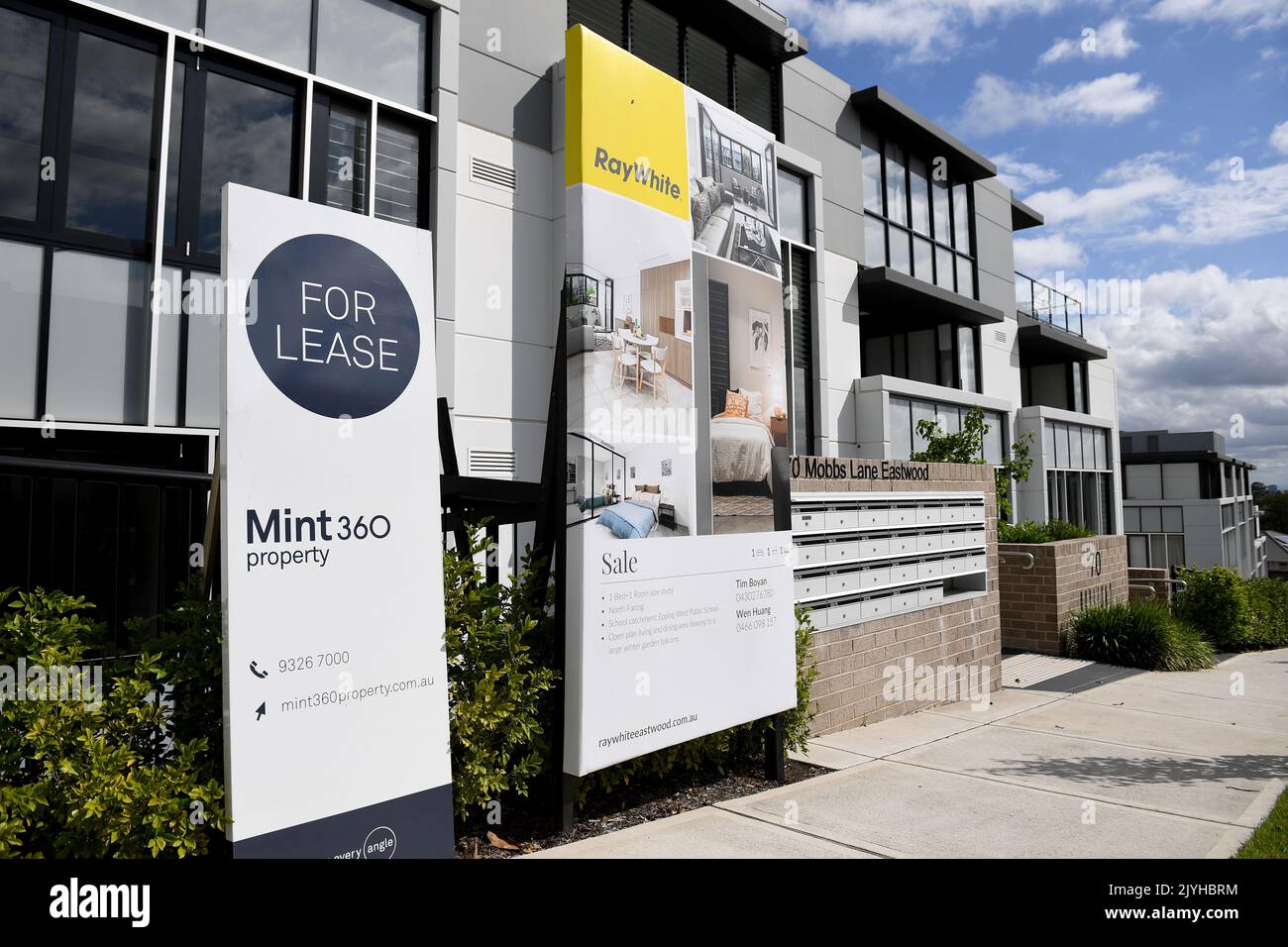For Sale signs are seen outside a unit block in Sydney, Wednesday ...