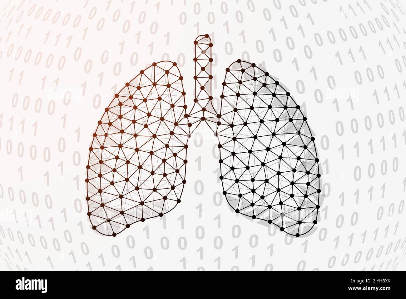 Lungs 3d low poly symbol with binary code background. Reproductive ...