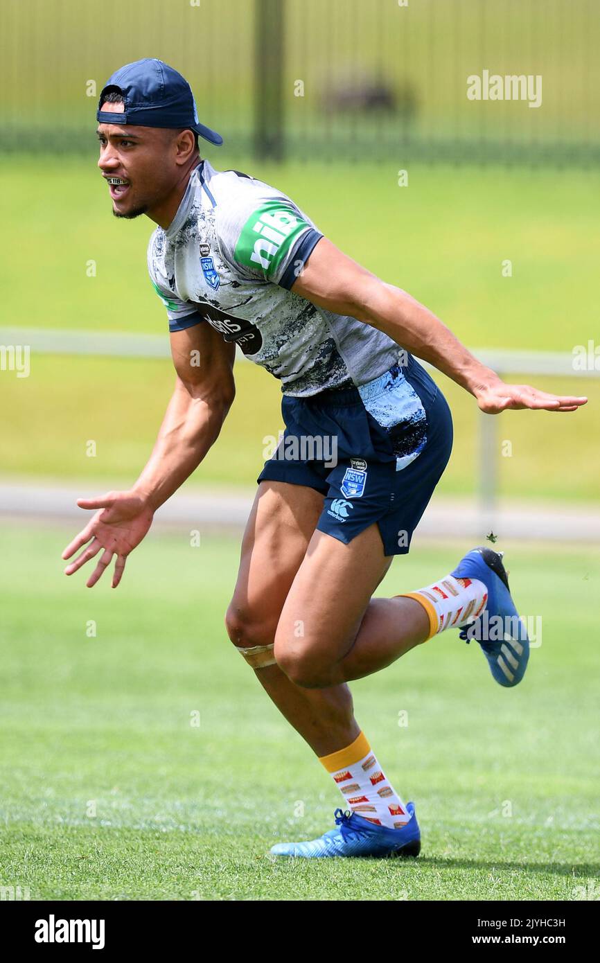 Stephen Crichton takes part in a New South Wales Blues team training ...