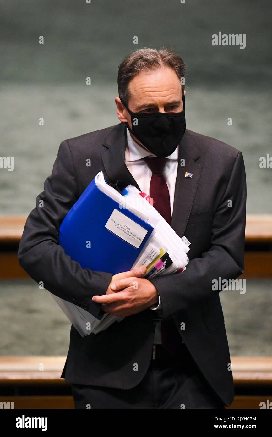 Australian Health Minister Greg Hunt arrives during House of ...