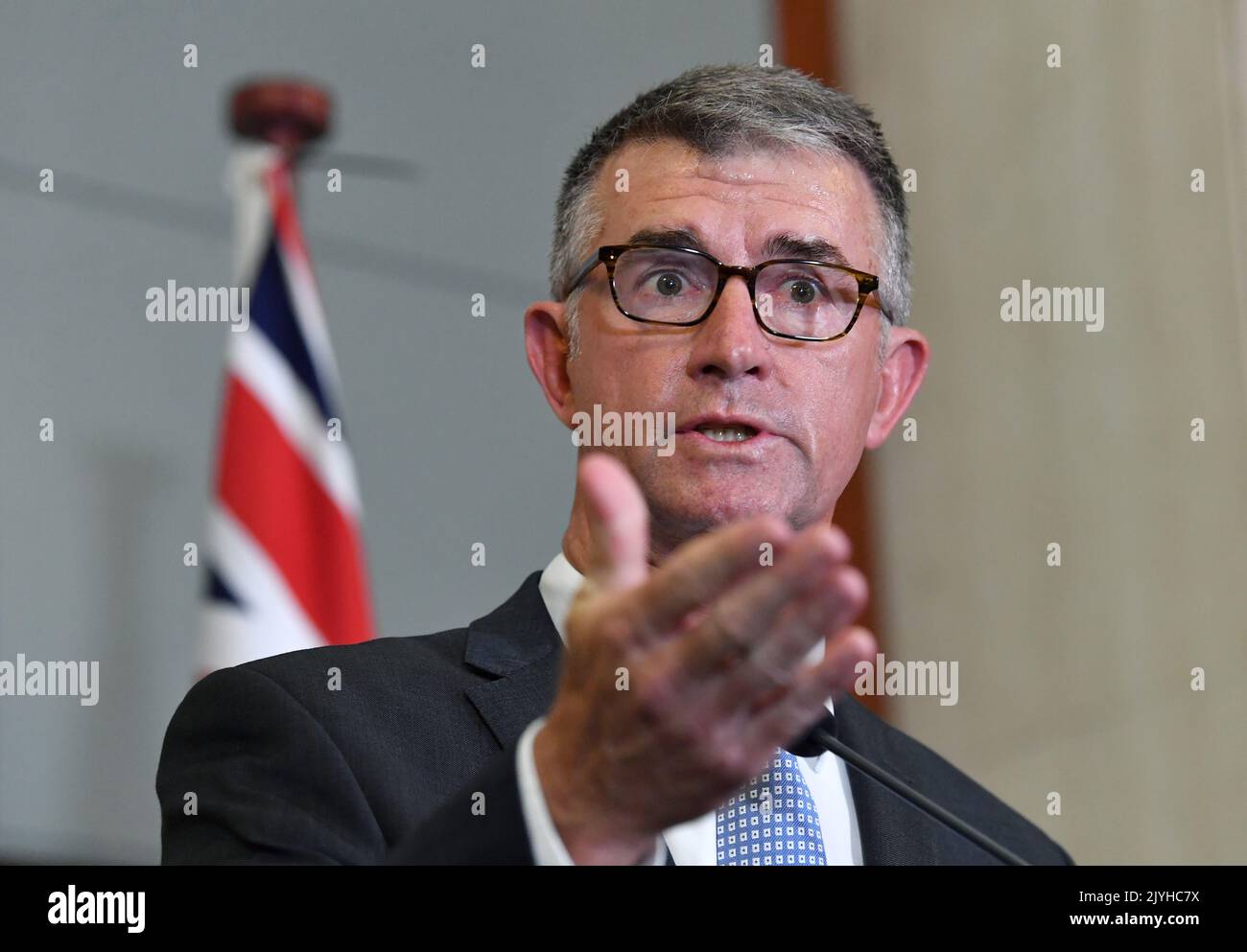 LNP Deputy and Shadow Treasurer Tim Mander is seen during a media ...