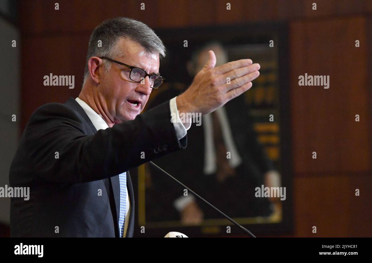 LNP Deputy and Shadow Treasurer Tim Mander is seen during a media ...