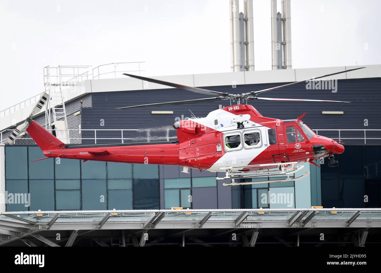 General view of an Emergency Rescue Helicopter landing at the Royal ...