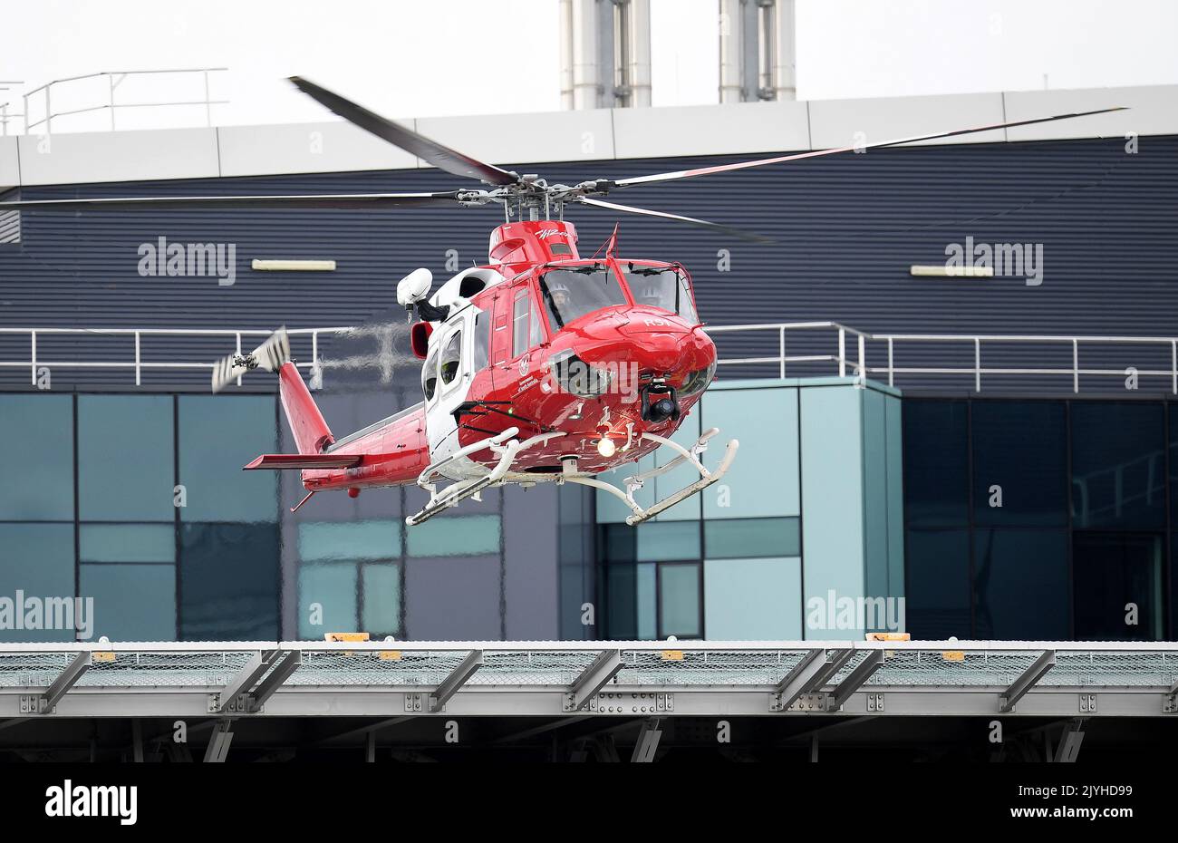 General view of an Emergency Rescue Helicopter landing at the Royal ...